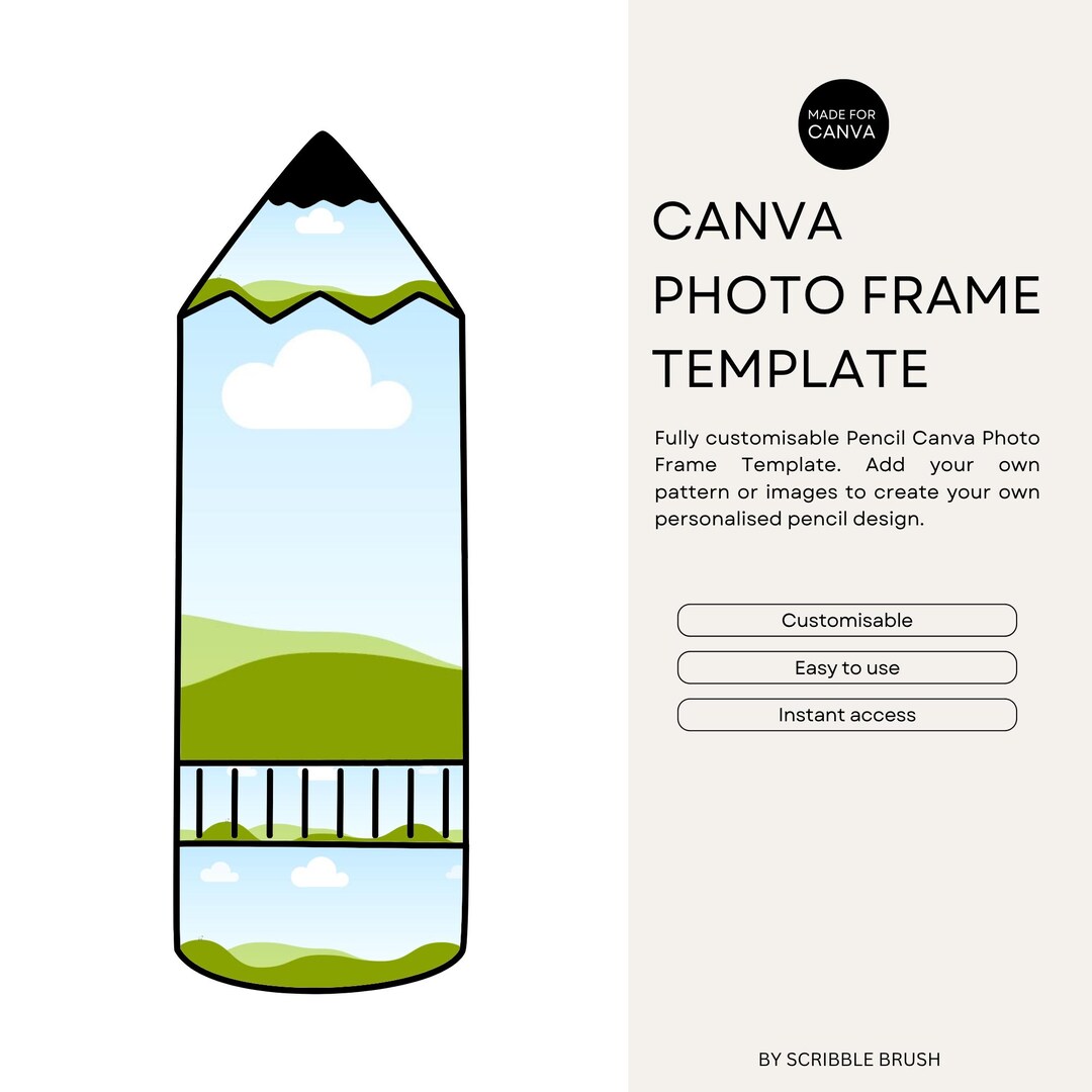 Canva Frame Template, Blank Pencil Photo Frame, Editable Back to School ...