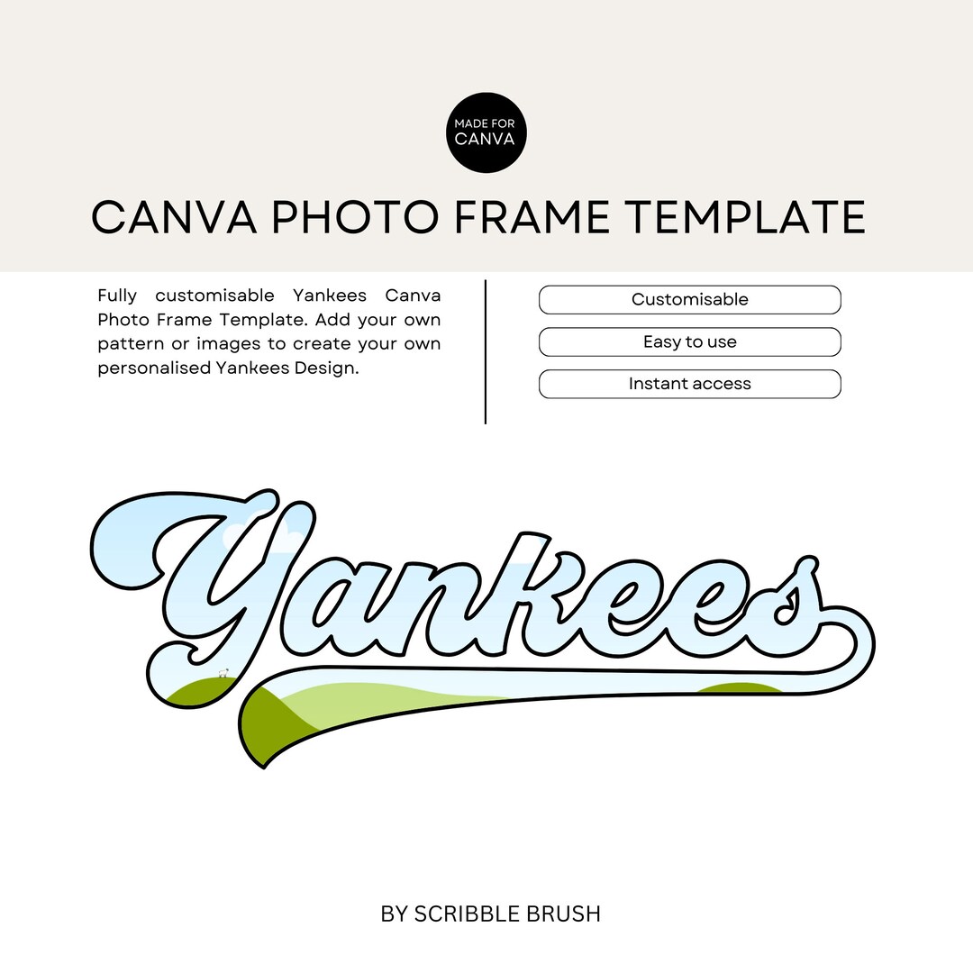 Canva Frame Template, Retro Yankees Photo Frame, Editable Photo Yankees ...
