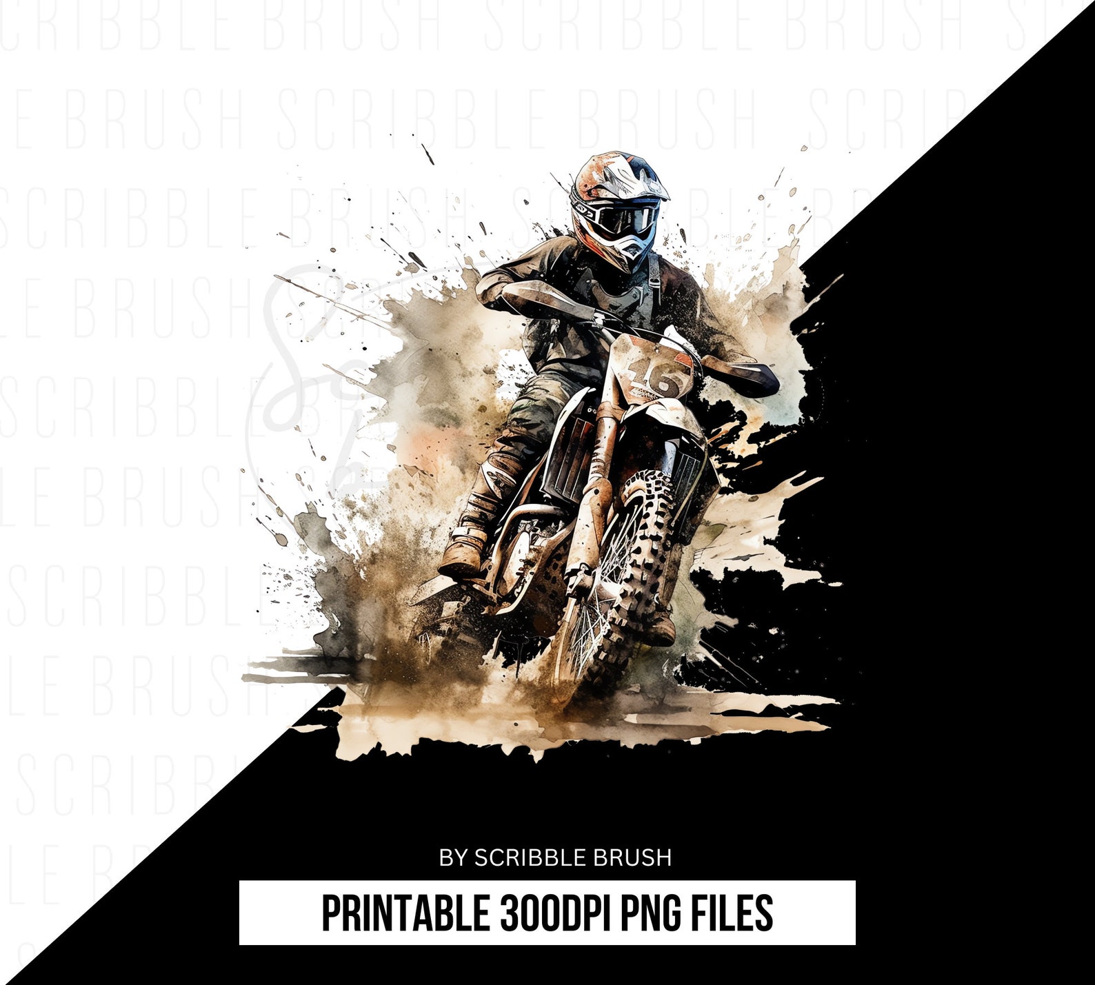 Watercolour Dirt Bike Riders PNG Clipart Bundle, Motocross Sublimation ...