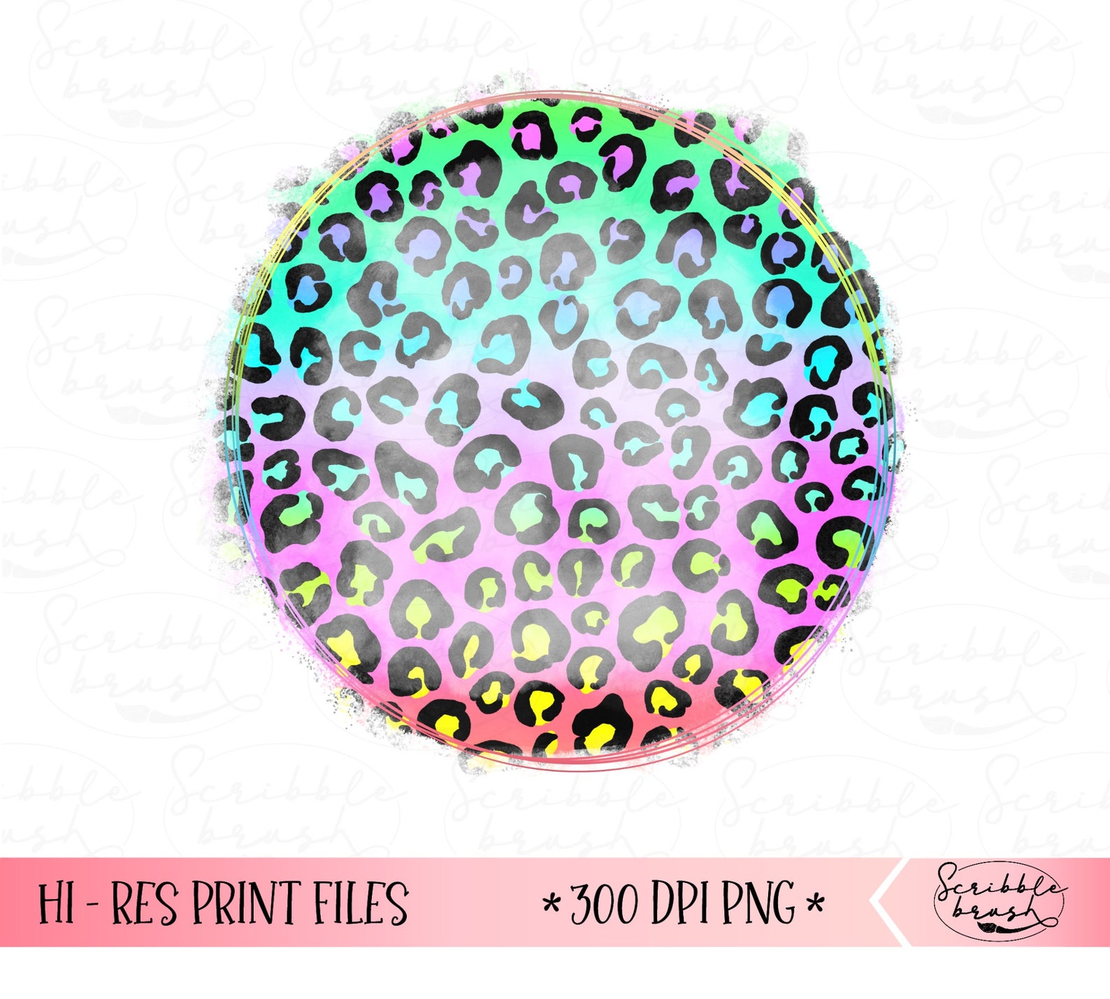 Leopard Print Circle Frame Sublimation PNG Rainbow Leopard - Etsy