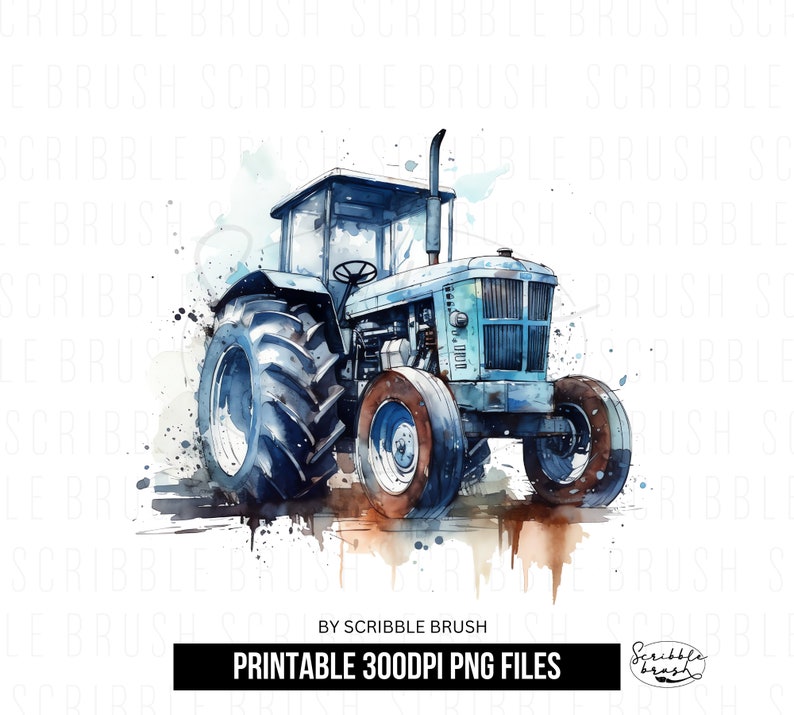 Farm Tractor PNG Clipart Watercolor Blue Tractor Boys Clipart - Etsy