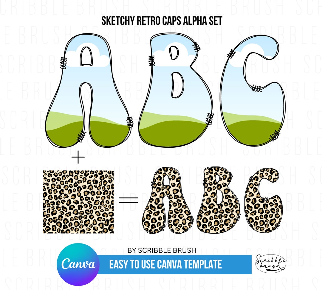 Make Your Own Sketchy Retro Groovy Letters Canva Photo Frame Template ...