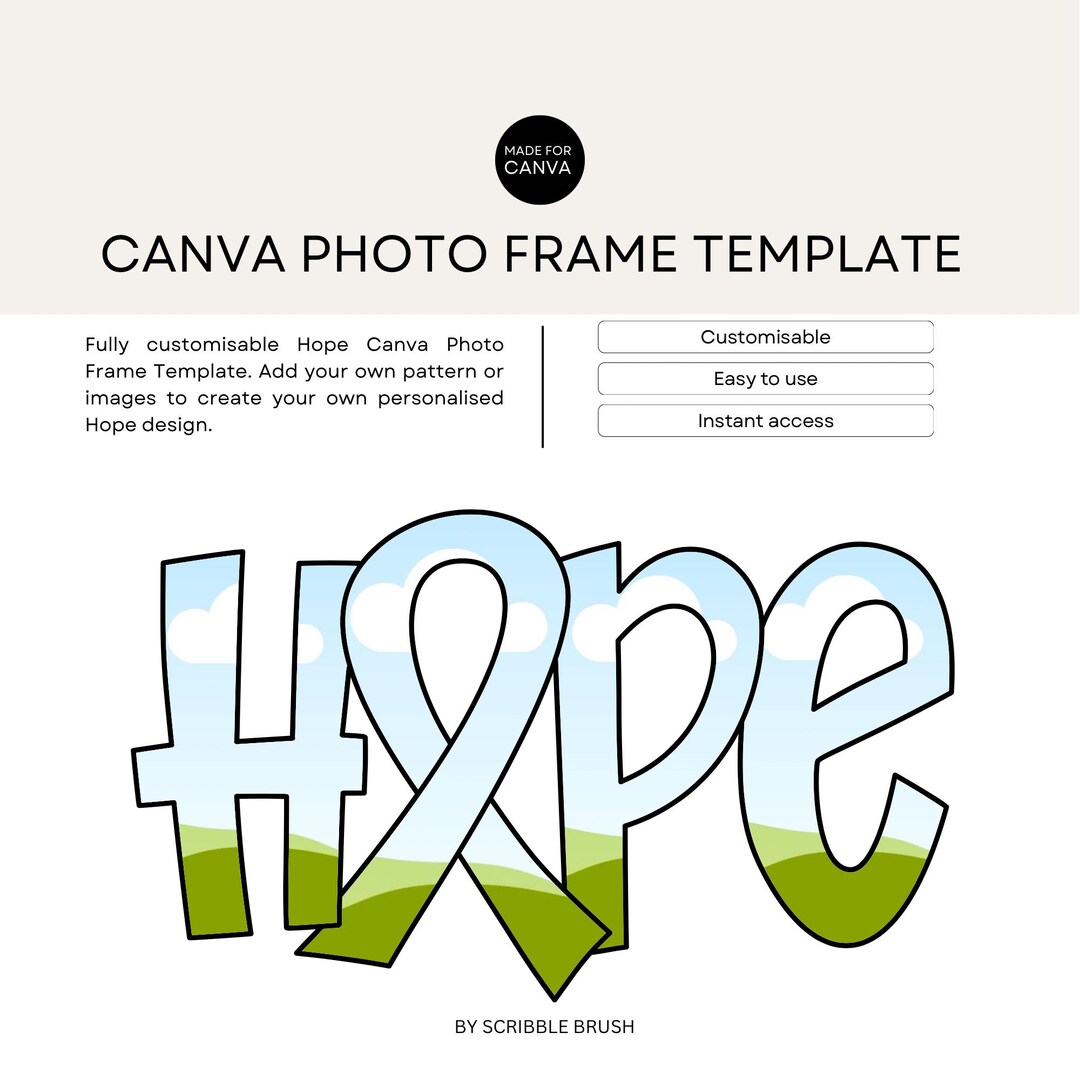 Canva Photo Frame Template, Hope Awareness Ribbon Photo Frame Canva Template, Add Your Own ...