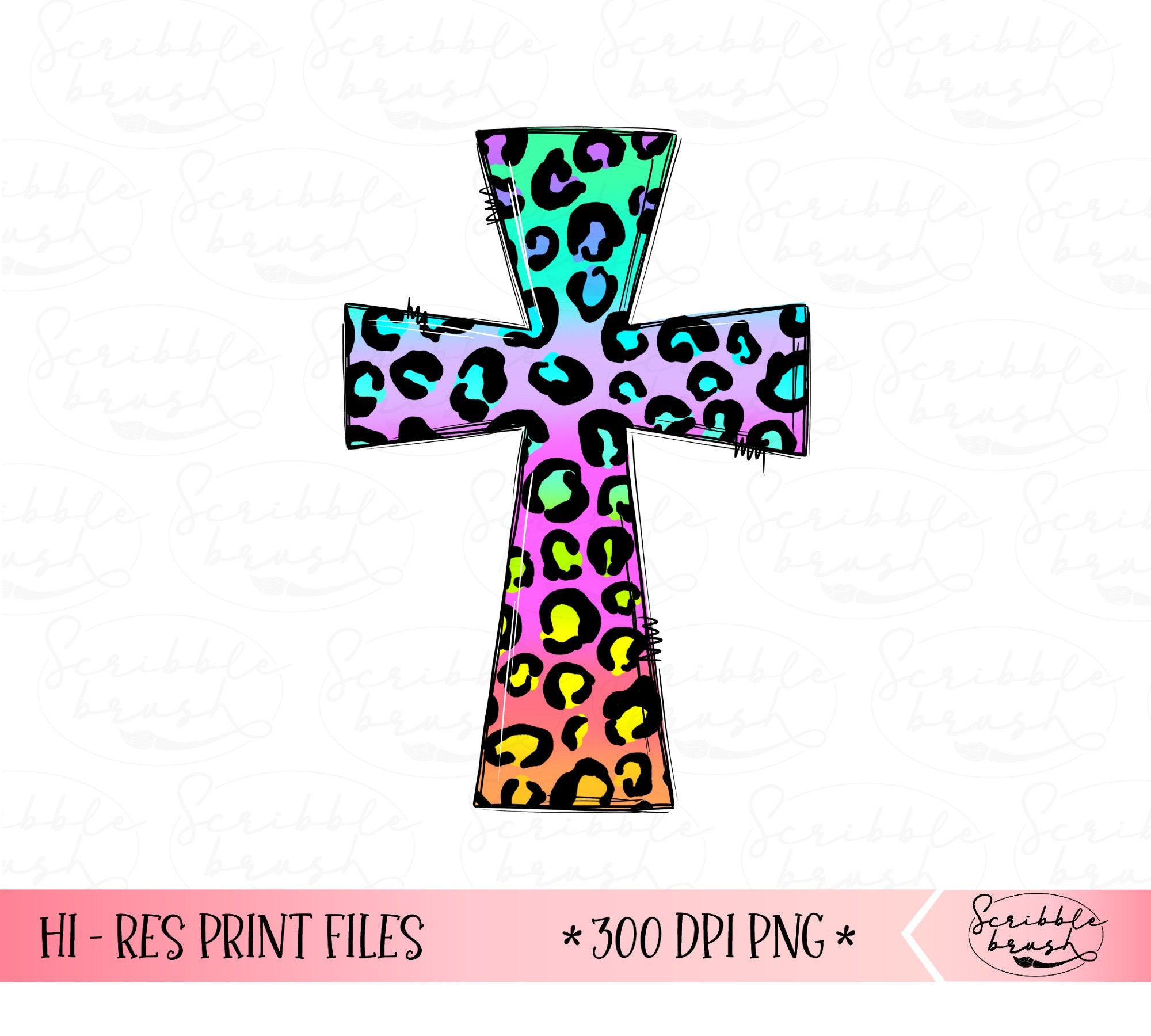 Leopard Print Cross PNG: Ombre Christian Sublimation (digital Download ...
