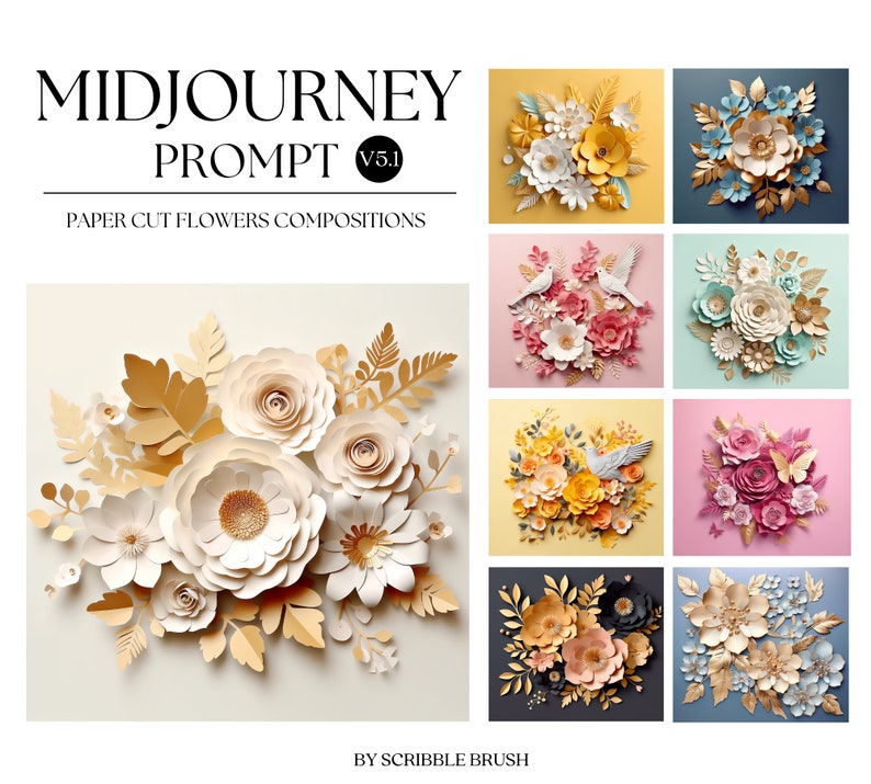 Midjourney Prompt 3D Clay Flowers Prompt Paper Cut Flower - Etsy
