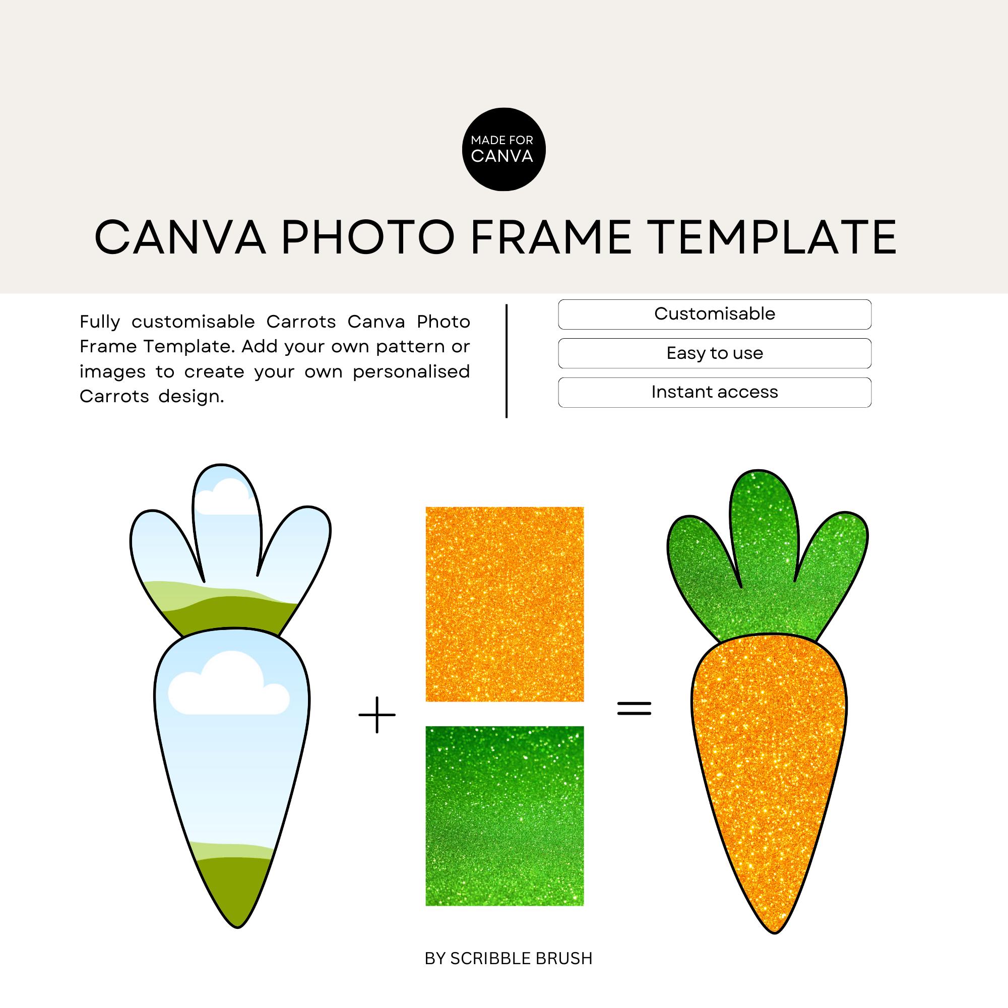 Canva Frame Template, Easter Carrots Monogram Photo Frames, Editable ...