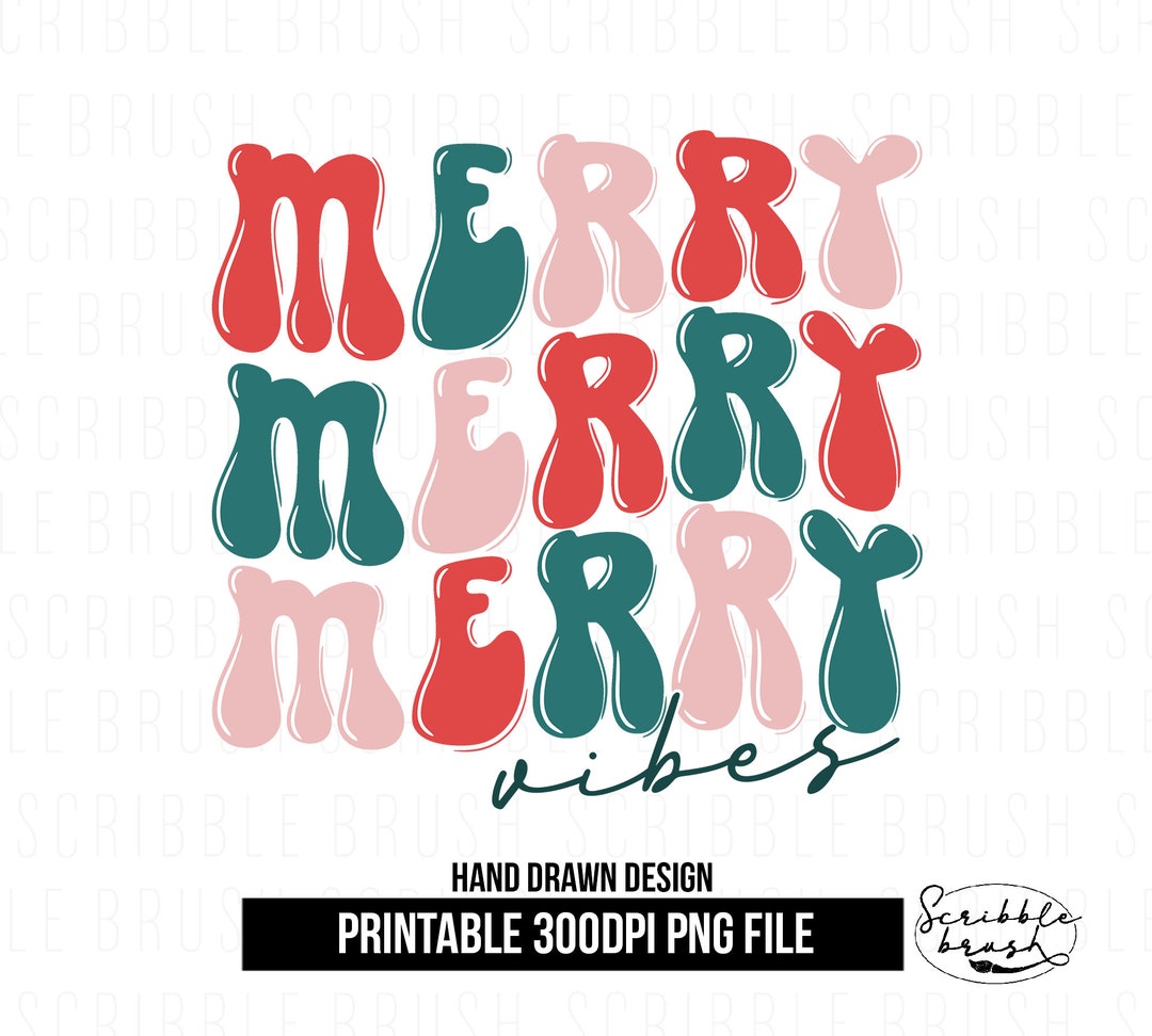 Wavy Merry Vibes Sublimation PNG Design Christmas Sublimation - Etsy
