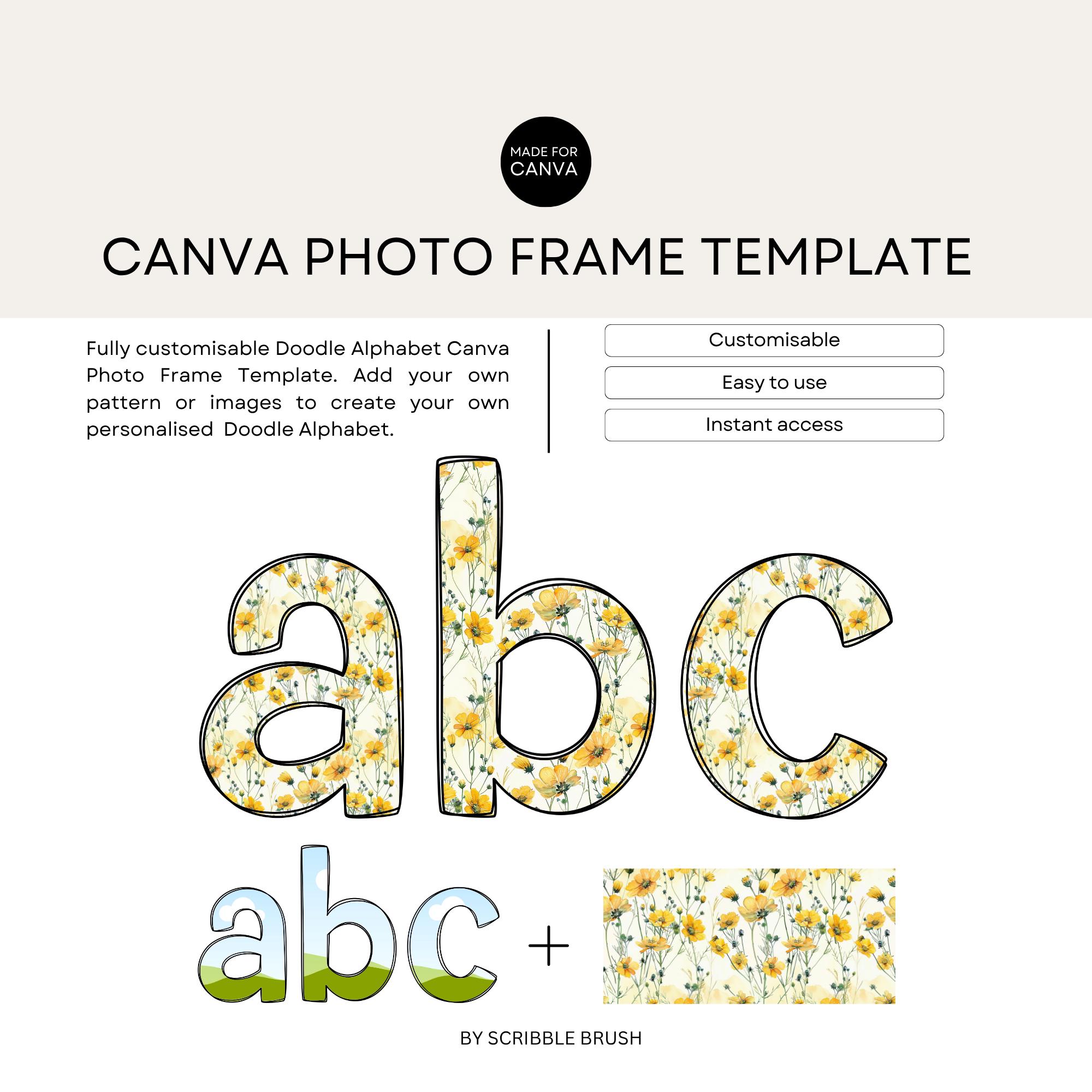 Canva Frame Template, Blank Capital, Lowercase Letters, Numbers ...