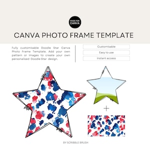 Doodle Star Canva Photo Frame Template (digital Download) - Etsy