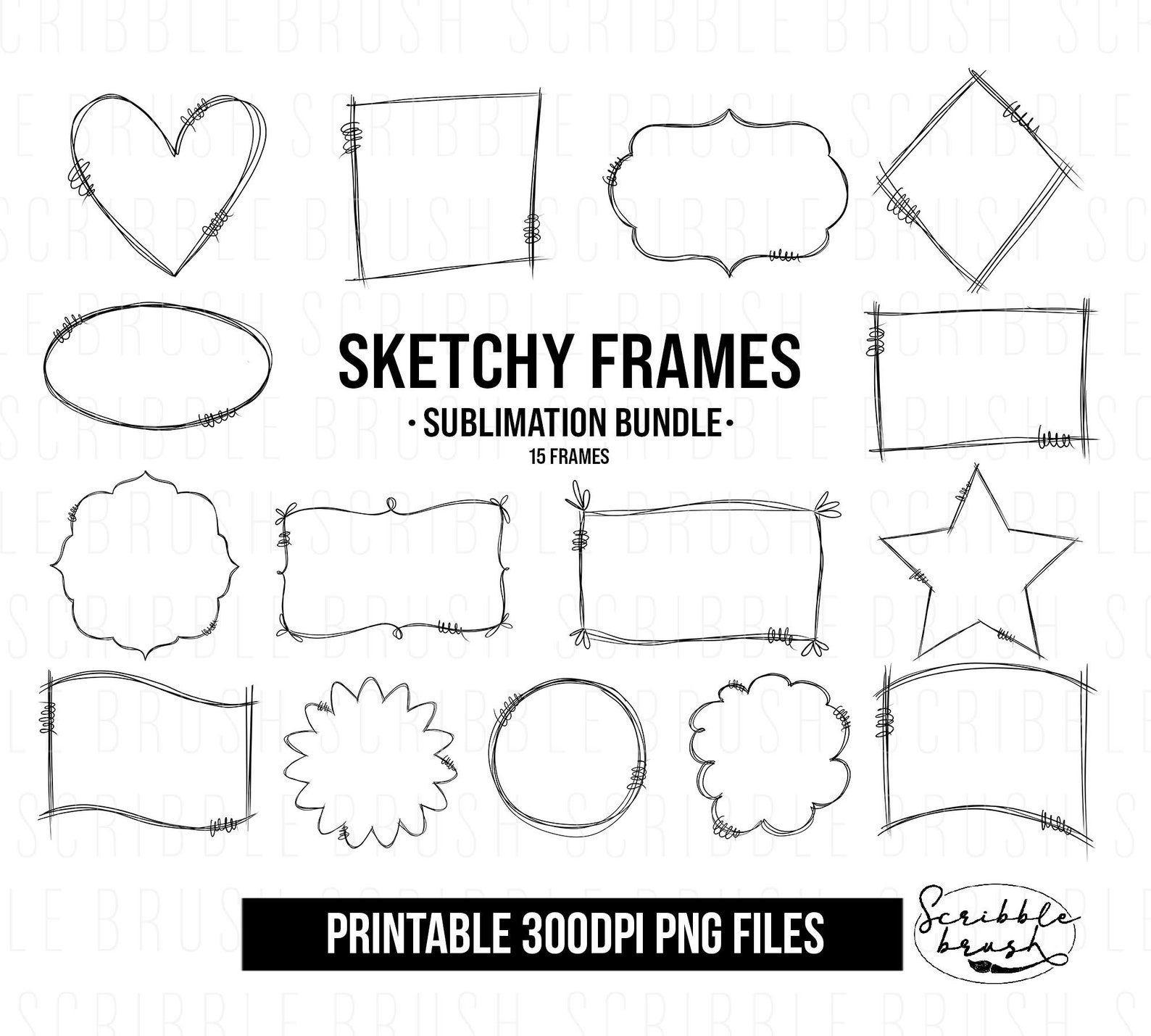 Hand Drawn Doodle Sublimation Frames PNG, Sketchy Sublimation Frames ...