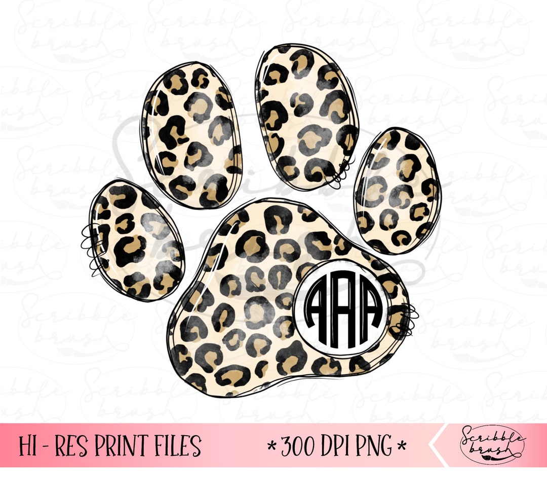 Dog Paw Print Circle Monogram Sublimation Design, Dog Mom Paw Monogram ...
