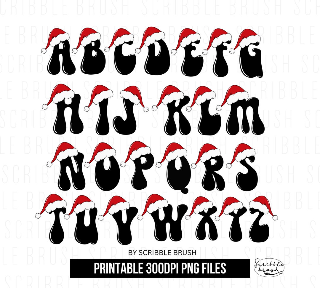 Santa Christmas Alpha Set PNG, Santa Claus Hat Sublimation Letters ...