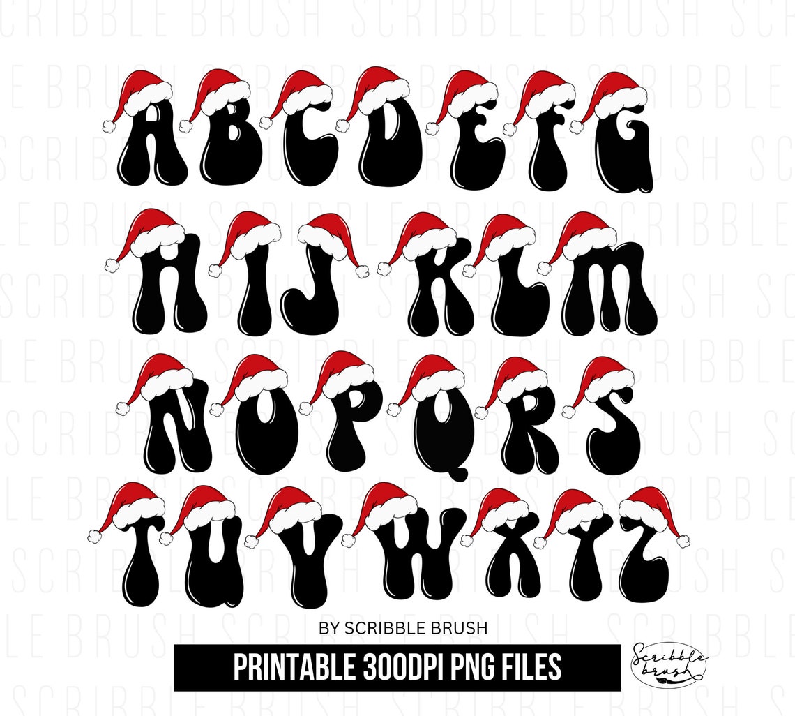 Santa Christmas Alpha Set PNG Santa Claus Hat Sublimation - Etsy