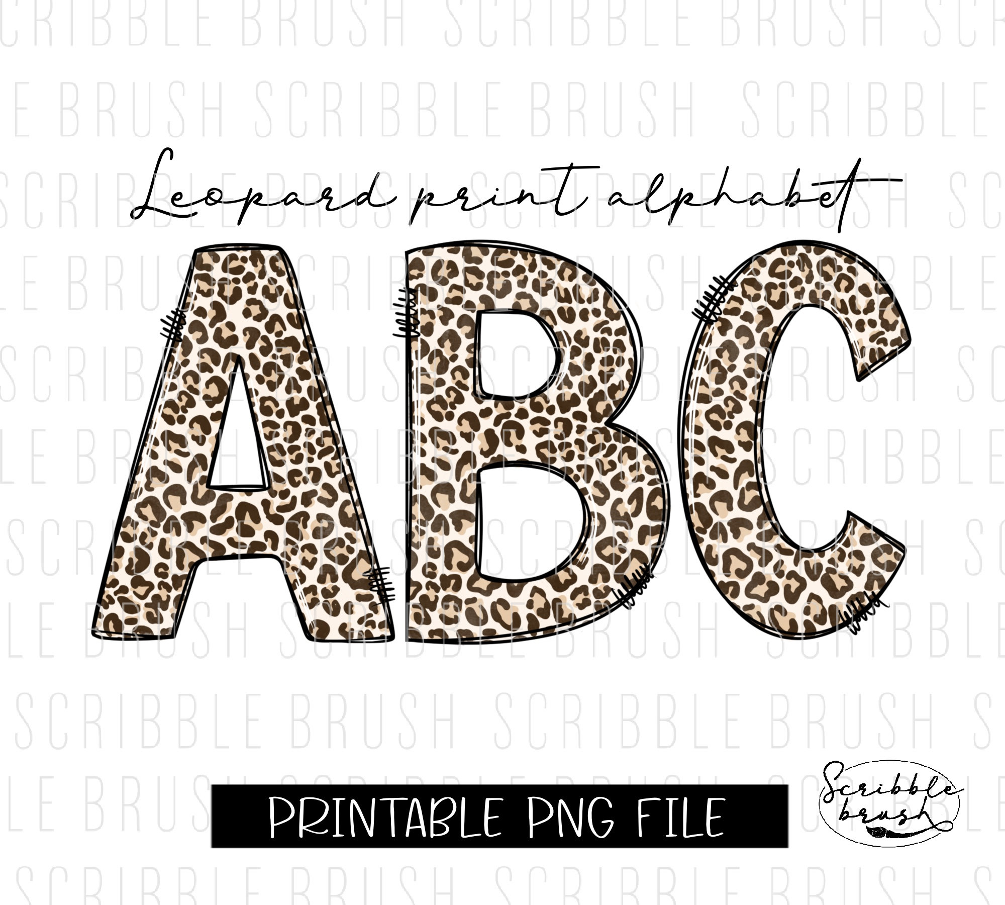 Leopard Print Doodle Alphabet Letters PNG Leopard Font - Etsy