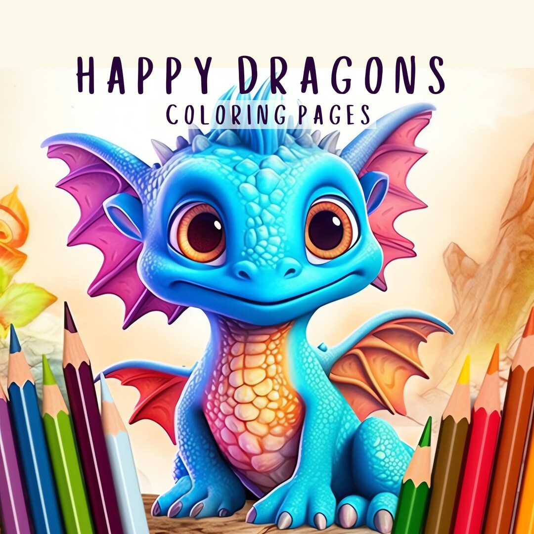 Baby Dragons Coloring Pages, Cute Dragon Colouring Book for 4 - 6 Years ...