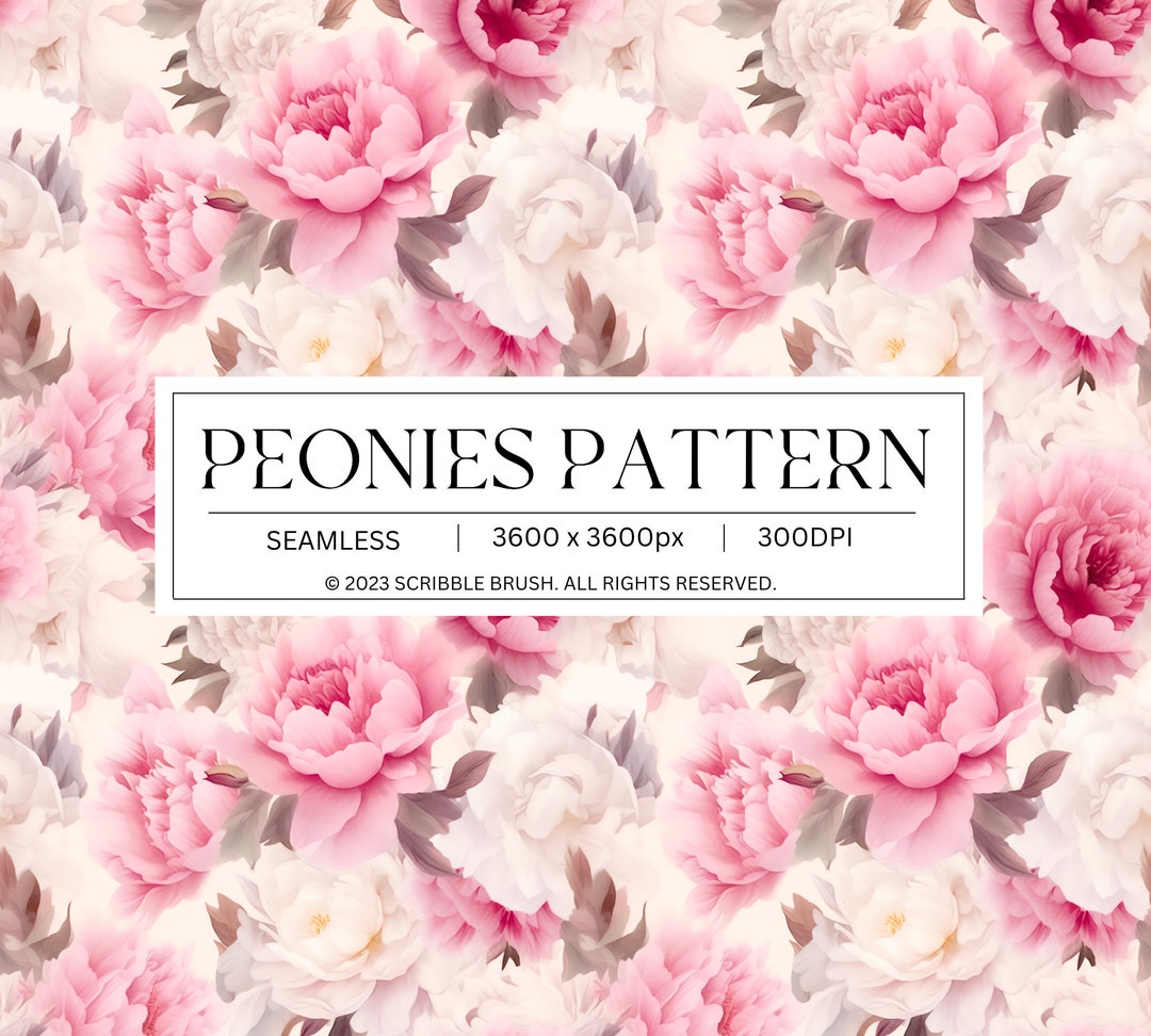 Watercolor Pink Peony Pattern: Seamless Floral Digital Paper, Fabric ...