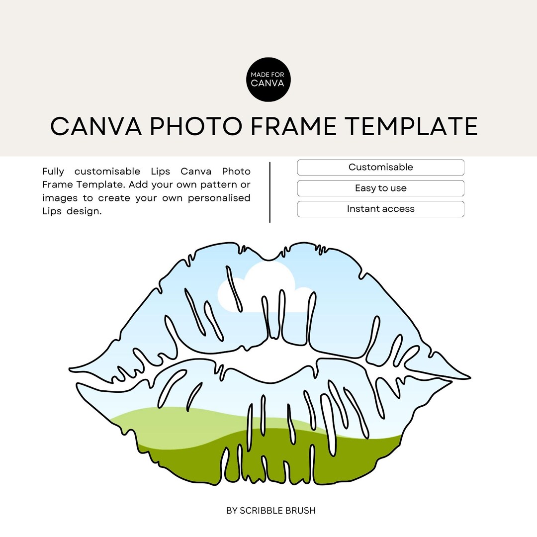 Canva Frame Template, Lips Photo Frame, Editable Photo Fill Valentines ...