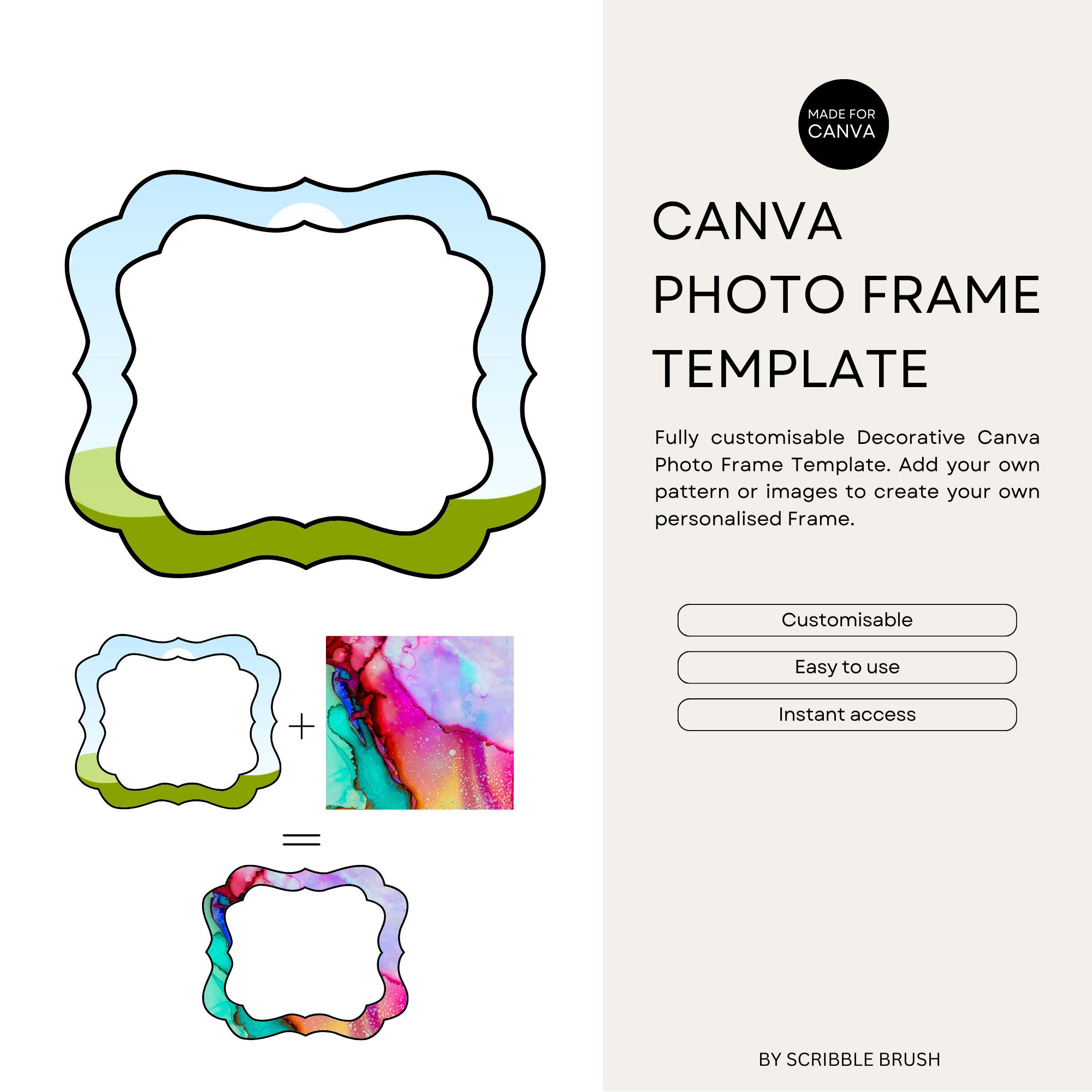 Canva Frame Template, Canva Decorative Frame, Editable Photo Fill ...