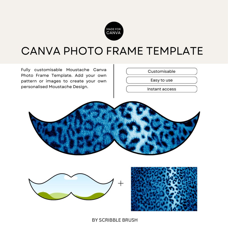 Canva Frame Template, Blank Moustache Frame, Editable Photo Fill ...