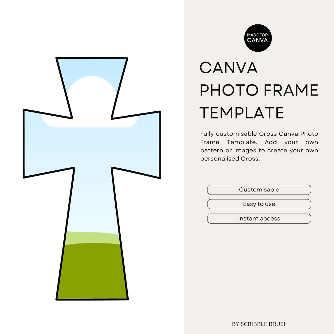 Cross Photo Frame Canva Template, Easy to Use Drag & Drop Pattern or ...