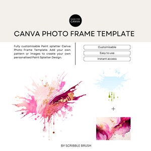 Paint Splatter Canva Photo Frame Template: Editable Canva Splash Frames ...