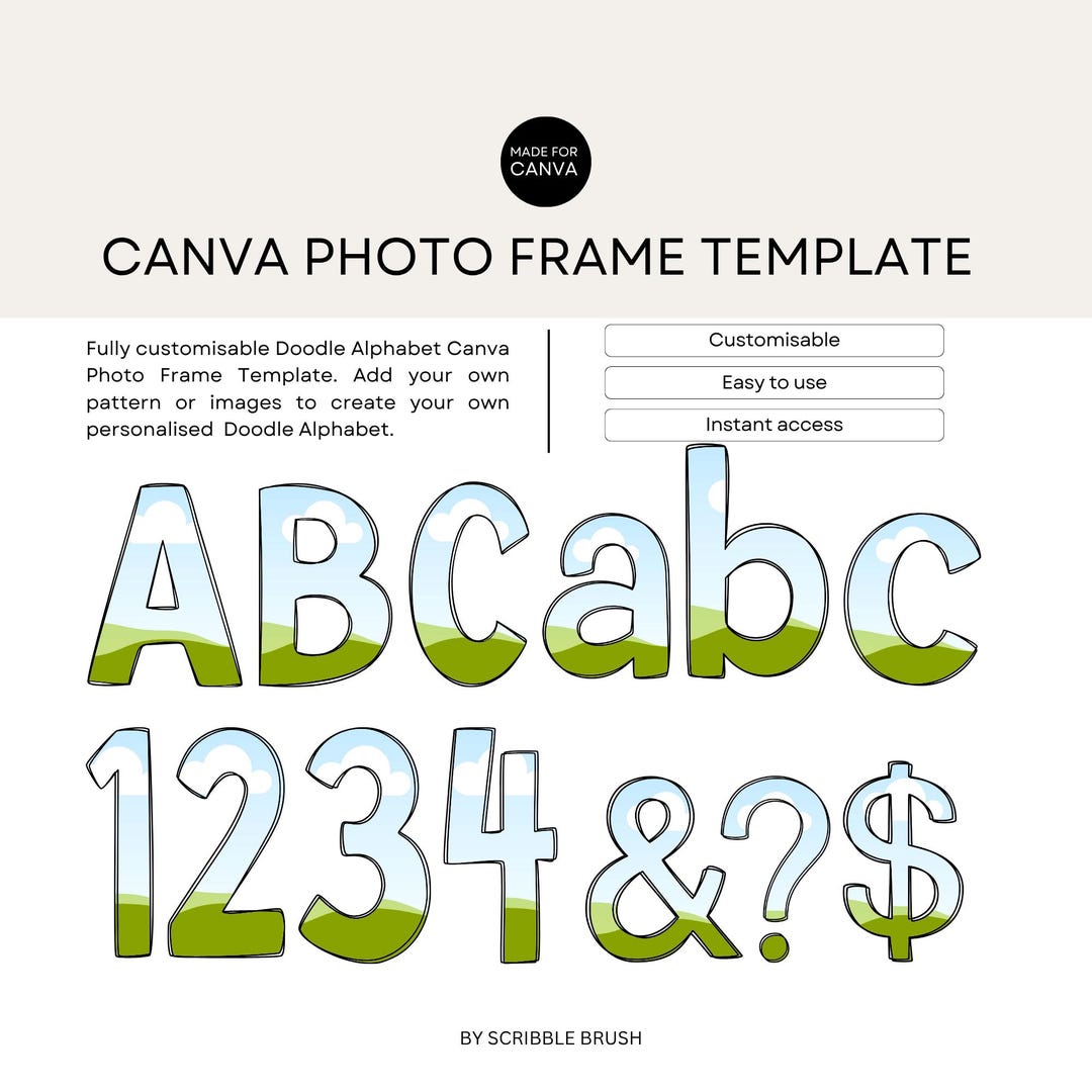 Canva Frame Template, Blank Capital, Lowercase Letters, Numbers ...