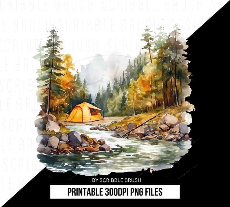 Watercolour Camping PNG Clipart Campsite Sublimation Design - Etsy