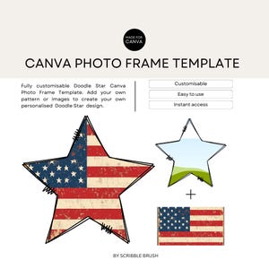 Doodle Star Canva Photo Frame Template (digital Download) - Etsy