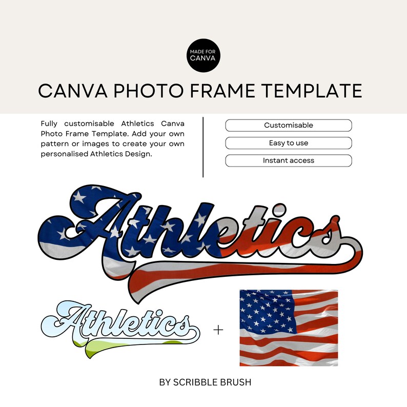 Canva Frame Template, Retro Athletics Photo Frame, Editable Photo ...