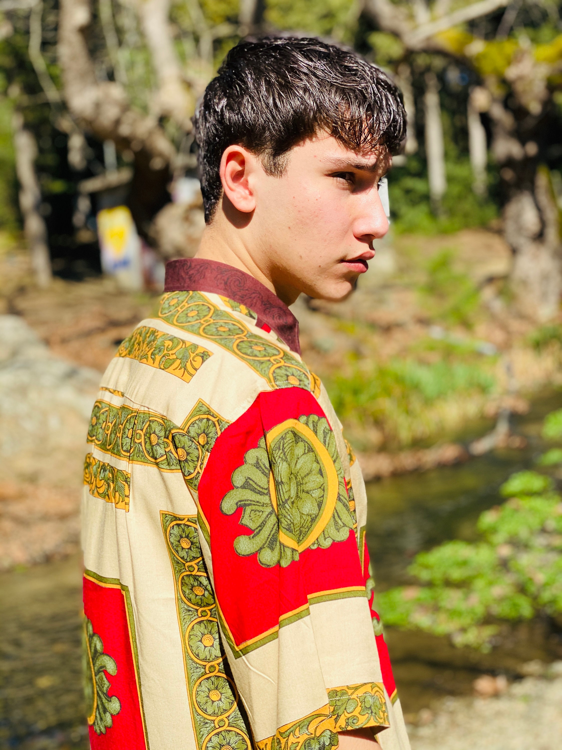 Vintage 90's Multicolor Meander Printed Shirt for Men Deadstock Size ...