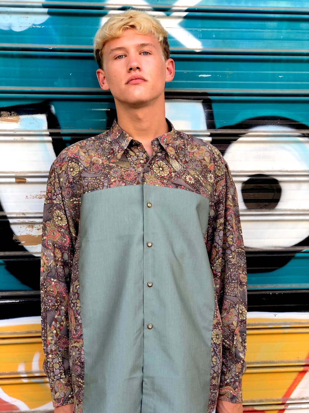 Vintage 80s Florar Printed Deadstock Shirt - Etsy