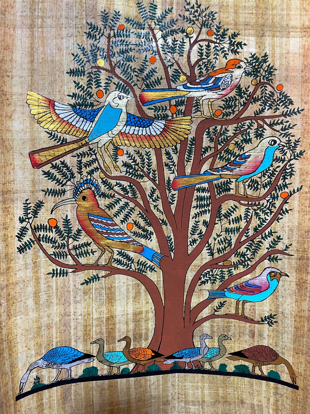 SKU 1. Authentic Egyptian Papyrus Art Work Hand Made in Egypt Birds in ...