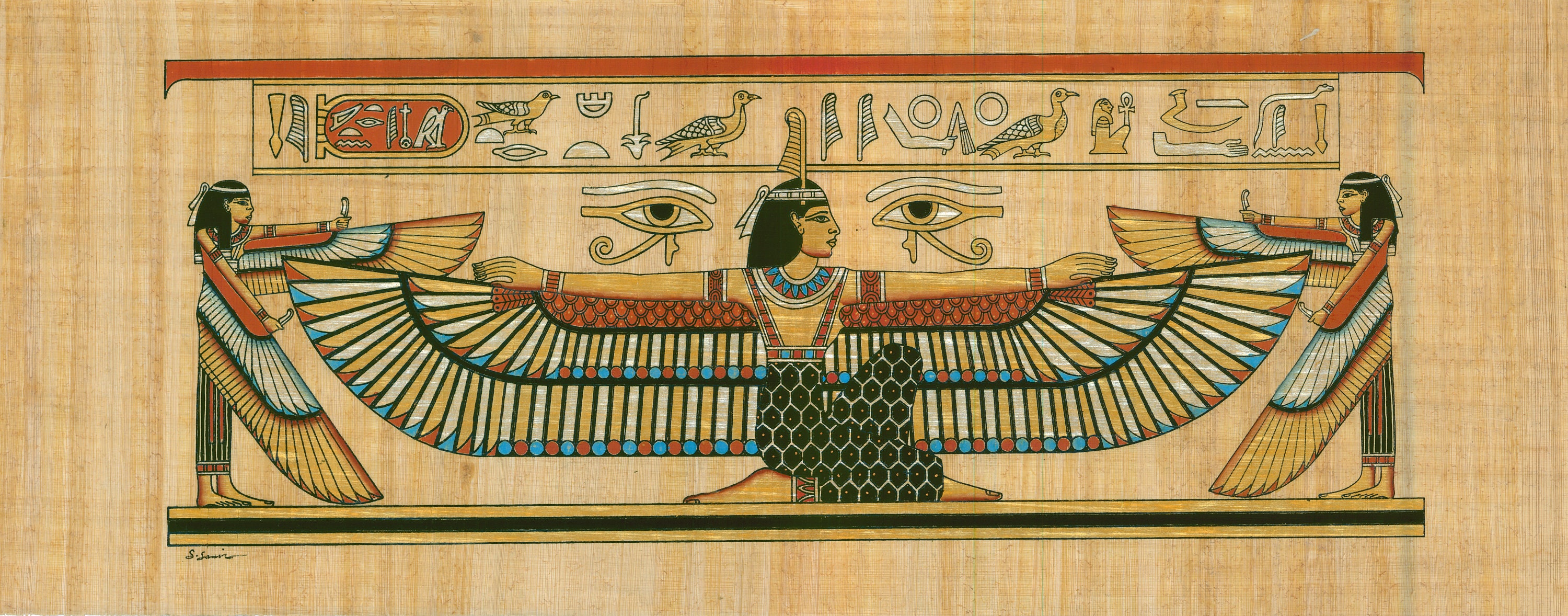 Item#122. Authentic Egyptian Papyrus Artwork Hand Made in Egypt. ISIS ...