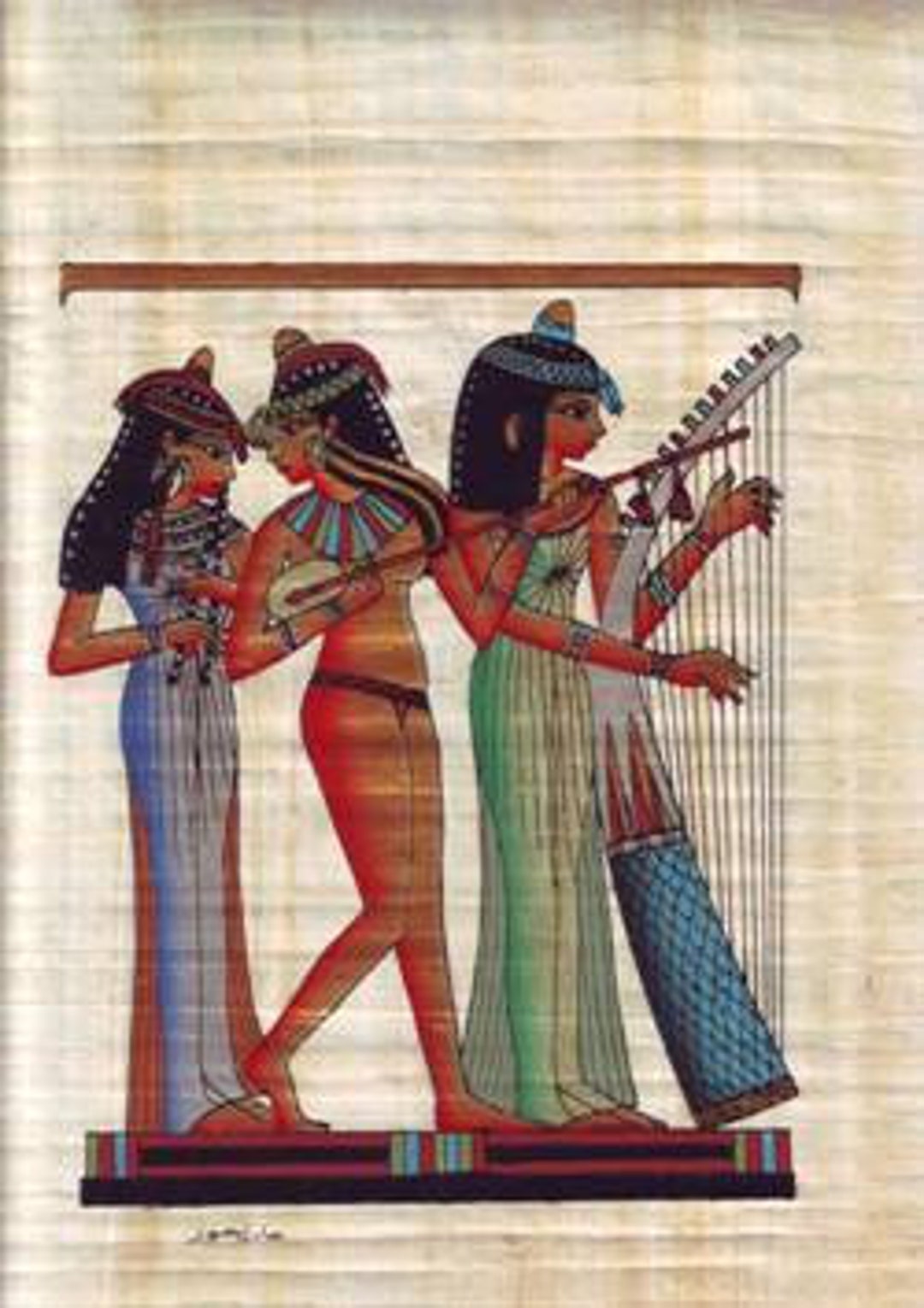 Item#9 Authentic Egyptian Papyrus Artwork Hand Made in Egypt, Three Dancing Musicians. - Etsy