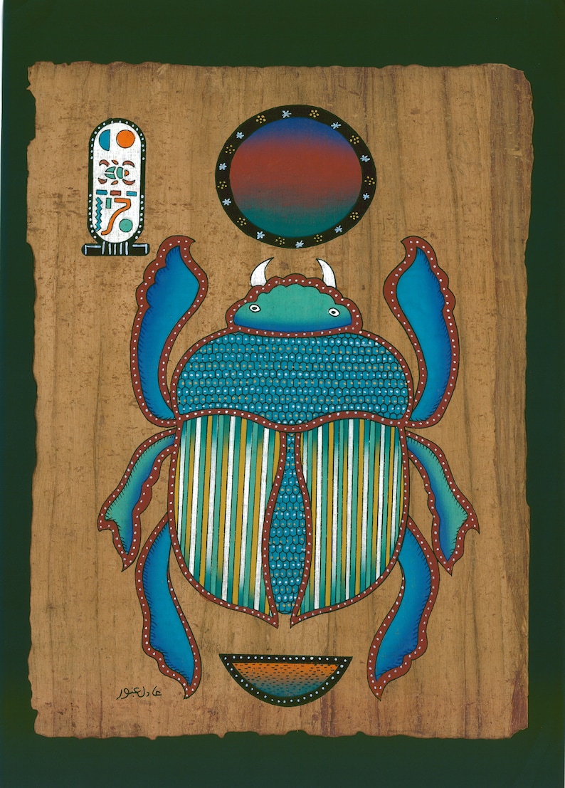 Item#69. Authentic Egyptian Papyrus Artwork Hand Made in Egypt, Scarab ...