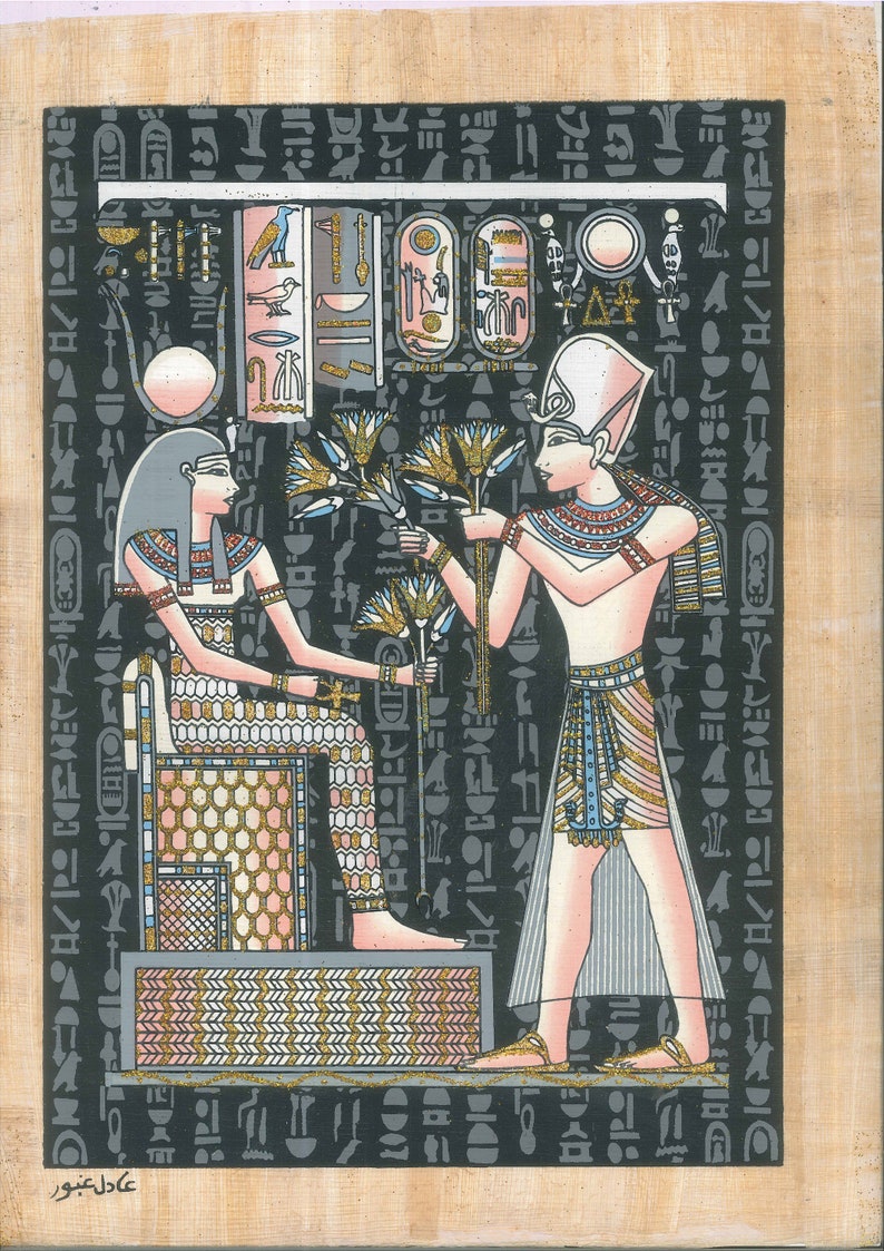 Item#10. Authentic Egyptian Papyrus Artwork Hand Made in Egypt, King ...