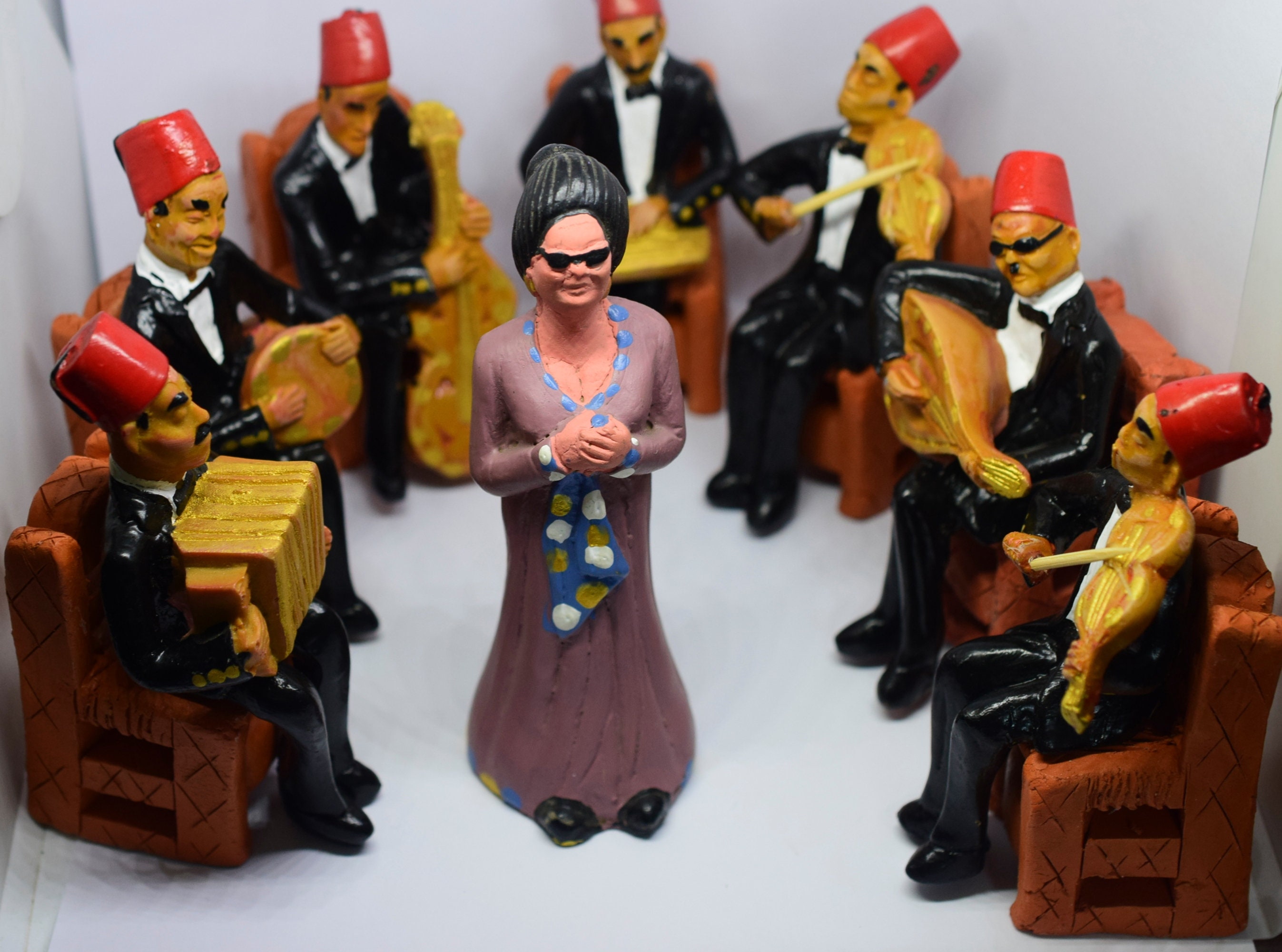 Egyptian Om Kolthoum and Her Band Pottery Statue - Etsy