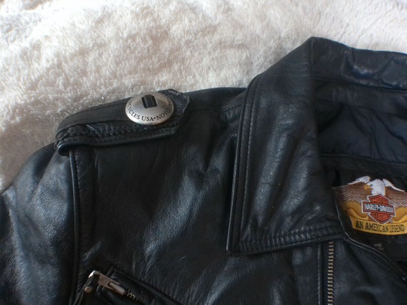 1996 Harley Davidson 7 Pocket Leather Jacket Debossed… - Gem