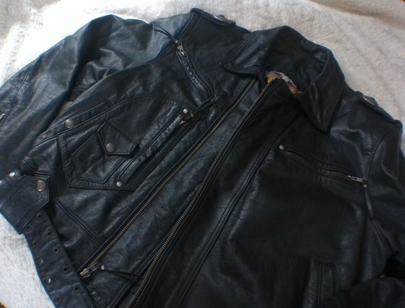 1996 Harley Davidson 7 Pocket Leather Jacket Debossed… - Gem
