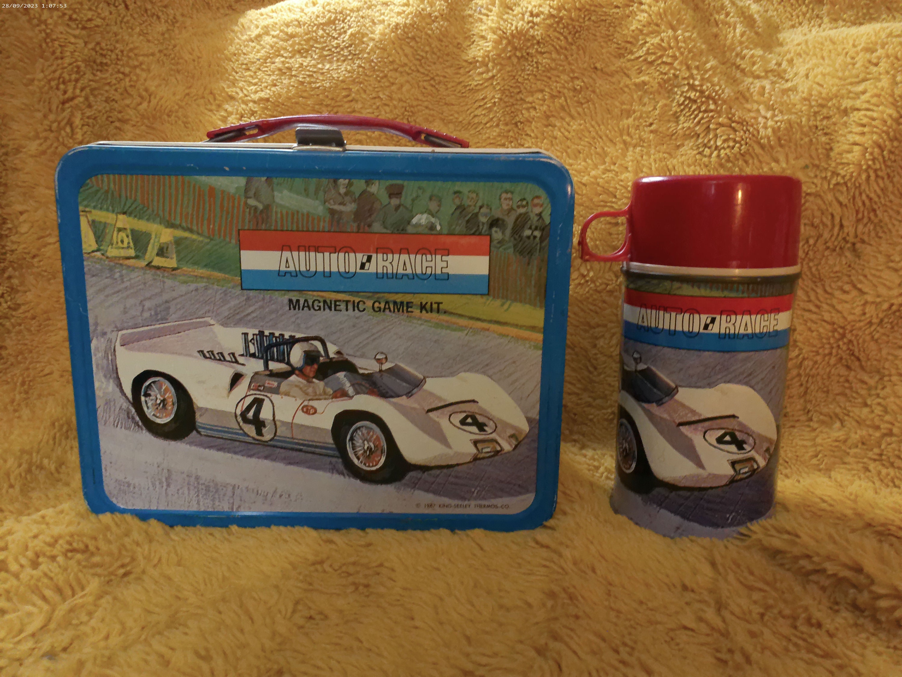 1967 Auto Race Magnet Game Lunch Box With Thermos - Etsy