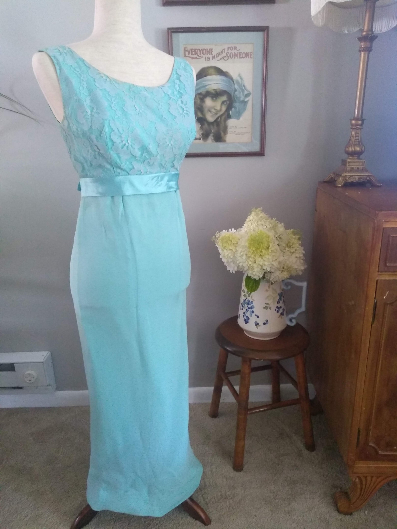 1967 Pastel Blue Sleeveless Floor Length Prom/Evening Dress | Etsy