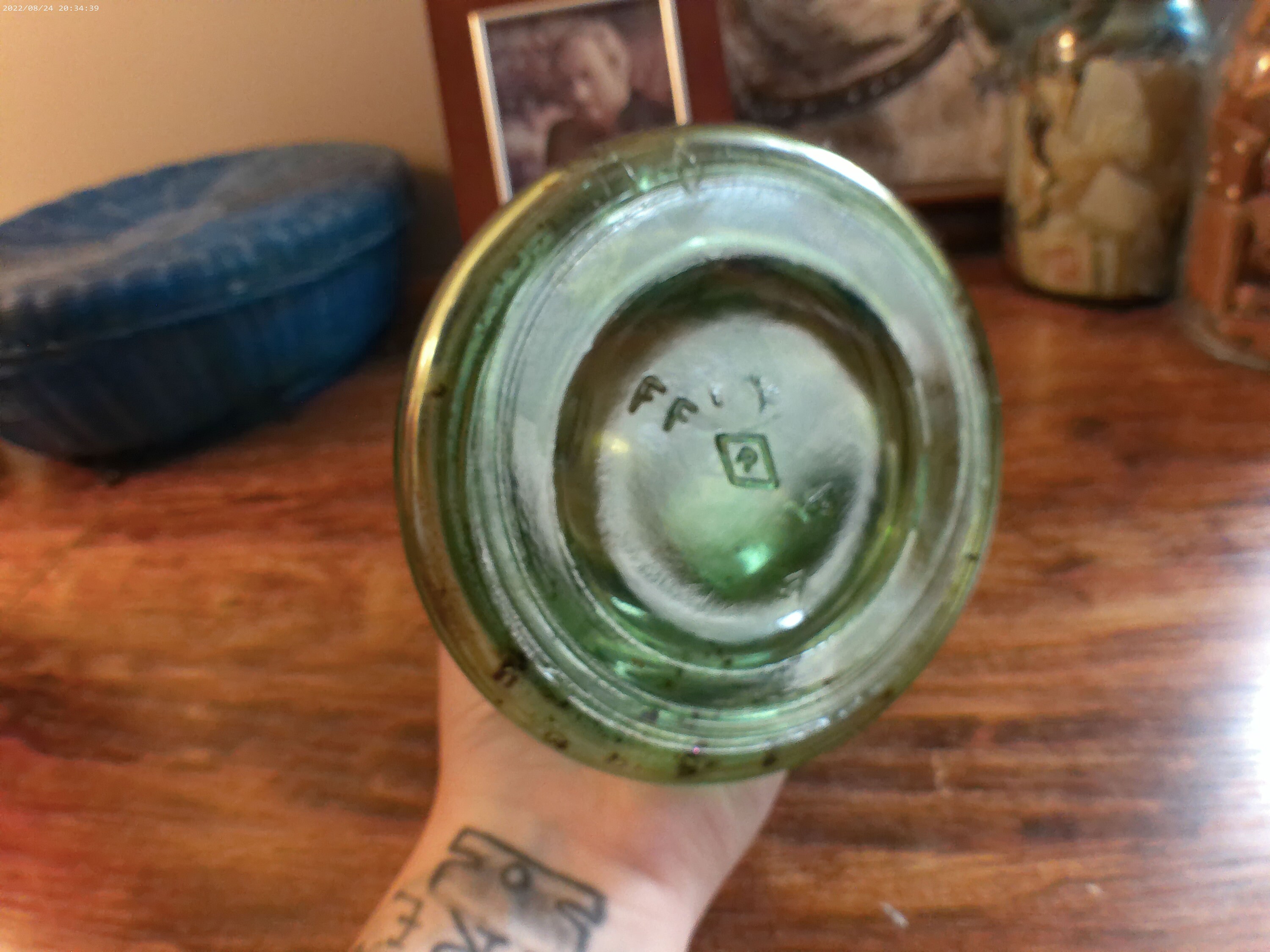 Vintage Green Bell Shape Glass Bottle - Etsy