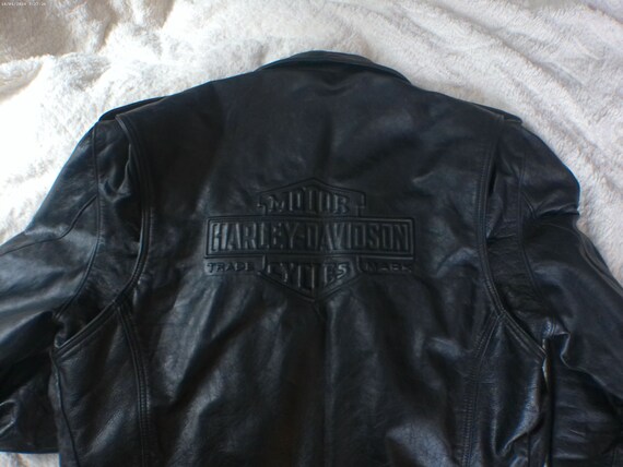 1996 Harley Davidson 7 Pocket Leather Jacket Debossed… - Gem