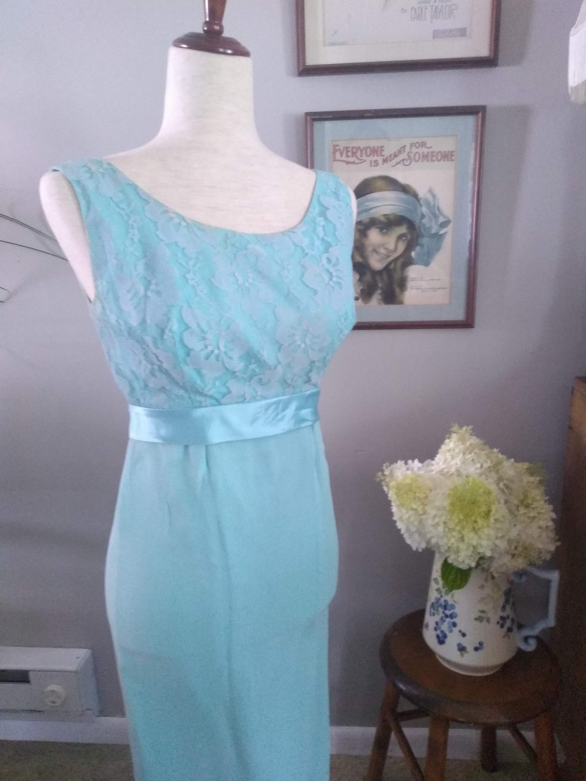 1967 Pastel Blue Sleeveless Floor Length Prom/Evening Dress | Etsy
