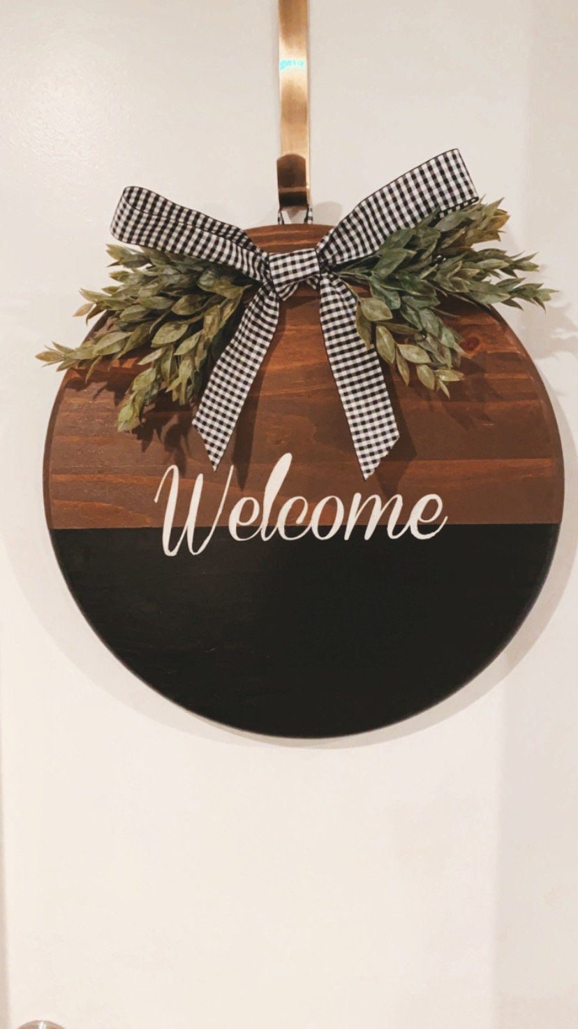 Round Wooden Welcome Sign Rustic Farmhouse Wooden - Etsy Ireland