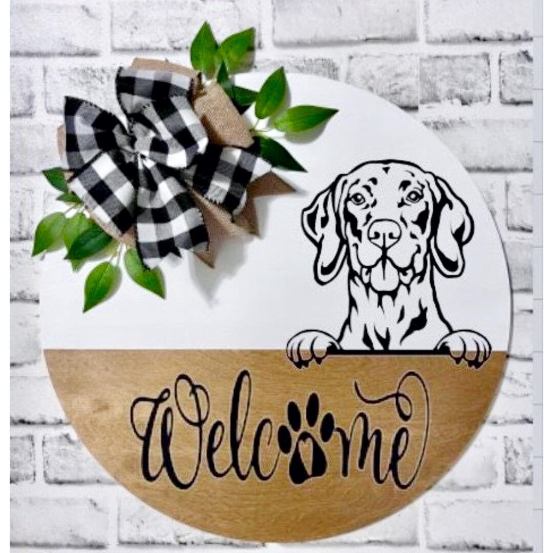Vizsla Welcome Sign: Dog Paw Print Door Hanger - Etsy