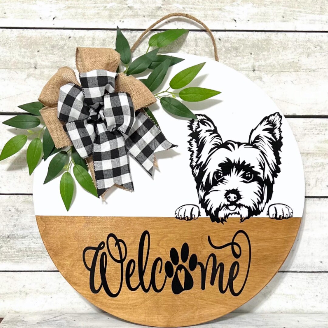 Yorkie Welcome Door Hanger: 18" Dog Lover Sign - Etsy