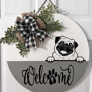 Pug Dog 18 Inch Door Hanger, Dog Welcome Sign - Etsy