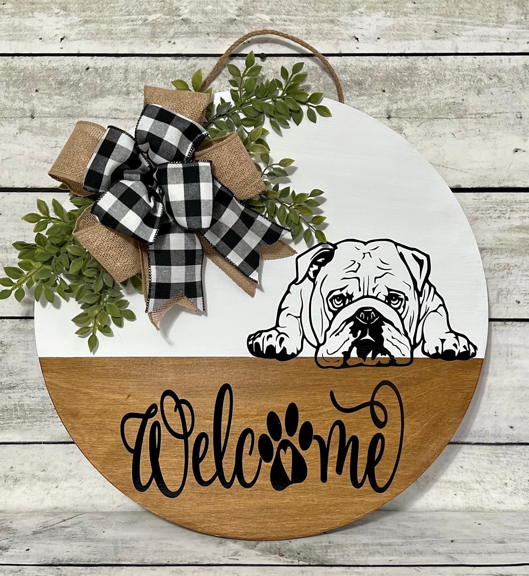 Dog Welcome Sign American Bulldog 18 Inch Door Hanger Welcome - Etsy