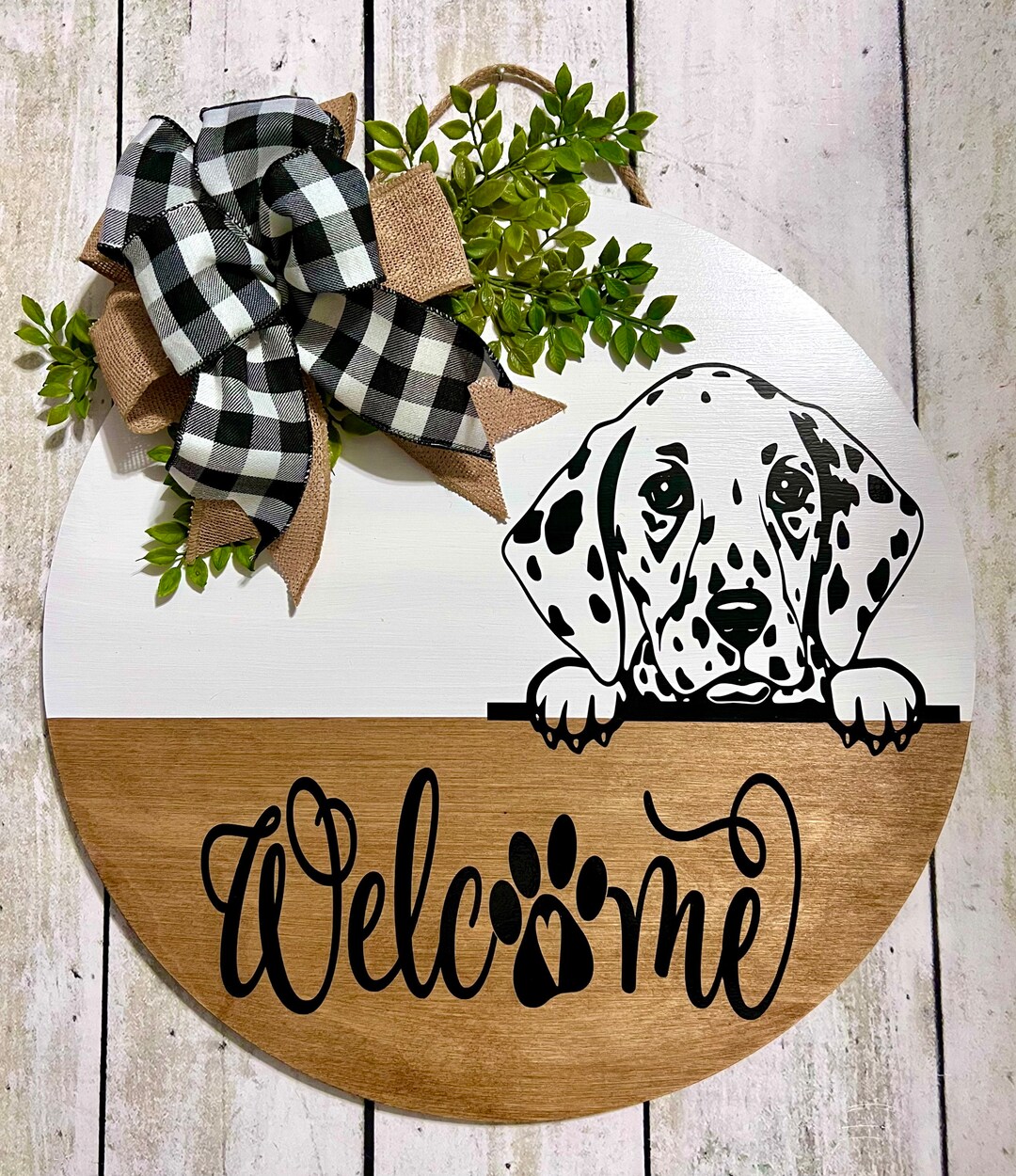 Dalmation 18 Inch Door Hanger, Dalmation Welcome Sign, Dog Welcome Sign ...
